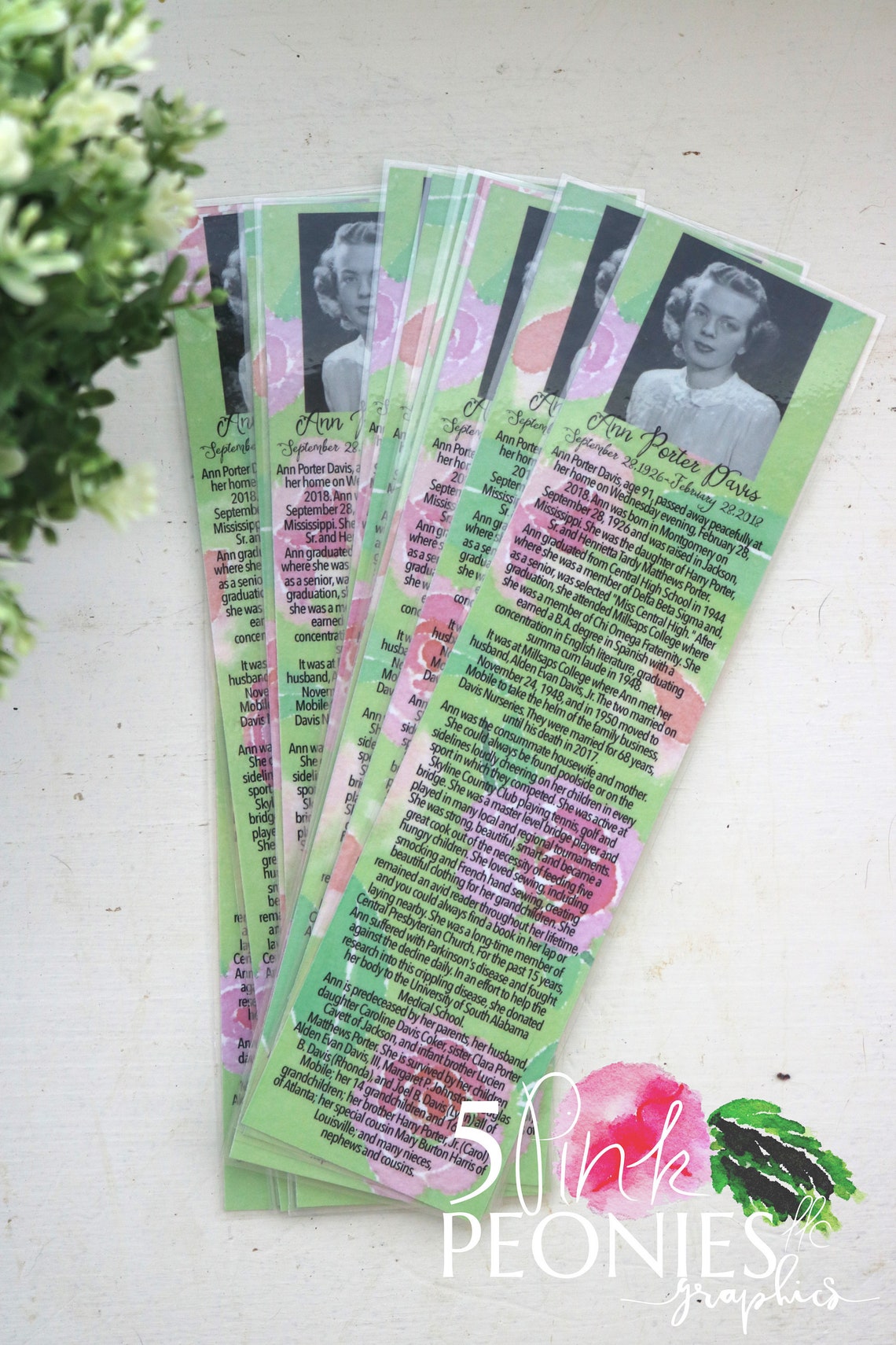 In Memory Bookmarks in Memory Memorial Bookmarks | Etsy