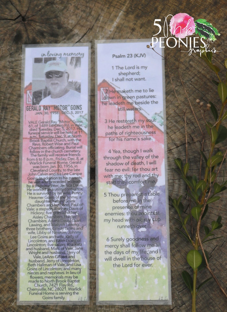 In Memory Bookmarks in Memory Memorial Bookmarks | Etsy