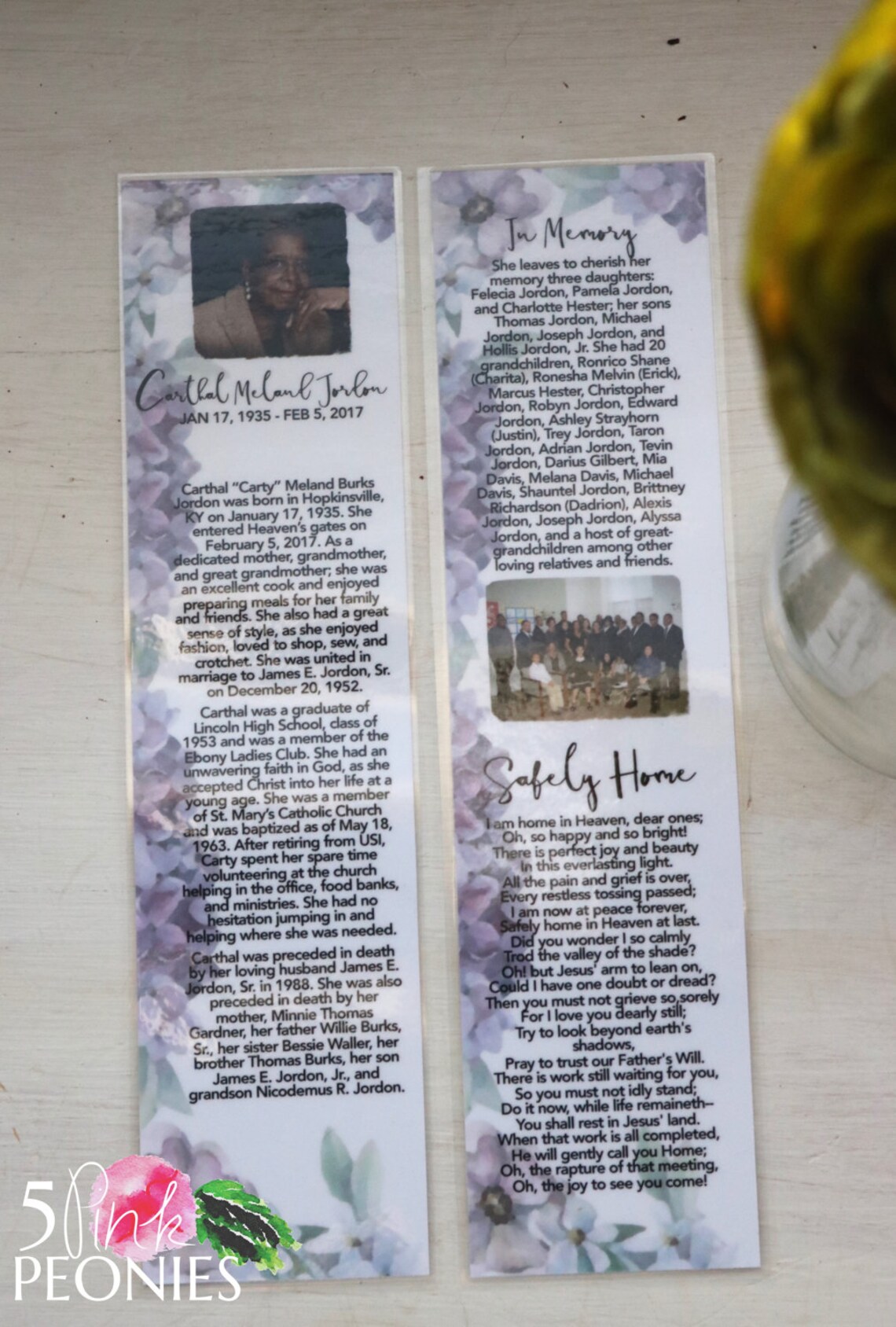 In Memory Bookmarks in Memory Memorial Bookmarks | Etsy