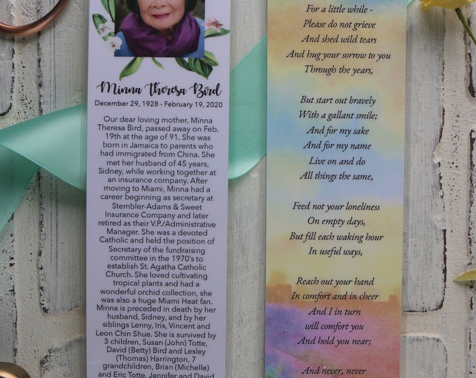 CUSTOM Laminated - in Memory - Memorial - Bookmarks PRINTED - Etsy