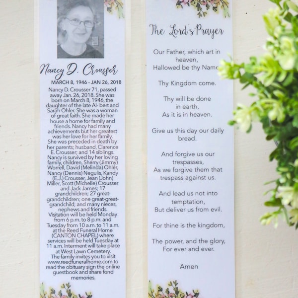 Laminated Obituary Bookmarks - Etsy