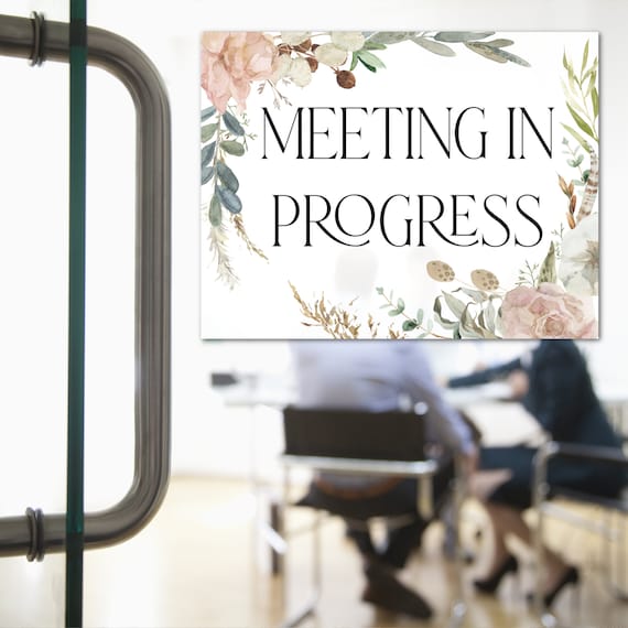 Meeting in Progress Printable Sign Instant Download | Etsy