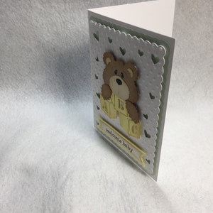 Brown Bear Alphabet Block Neutral Welcome Baby Shower Greeting Card - Etsy