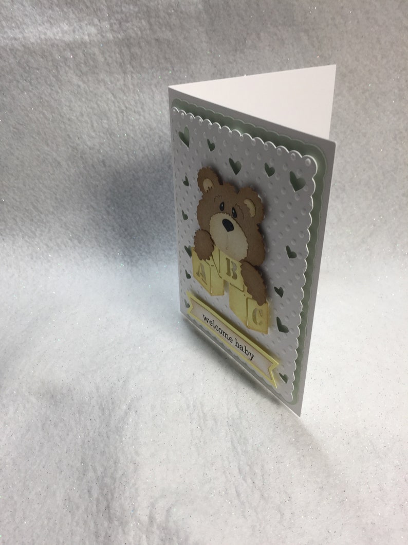 Brown Bear Alphabet Block Neutral Welcome Baby Shower Greeting Card - Etsy