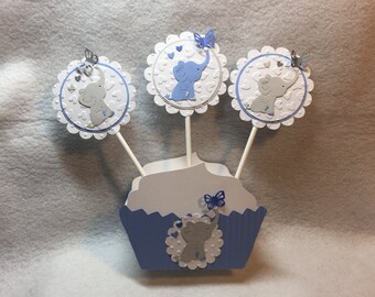 Peanut Elephant Centrepiece for Baby Boy Shower in Navy Blue & - Etsy