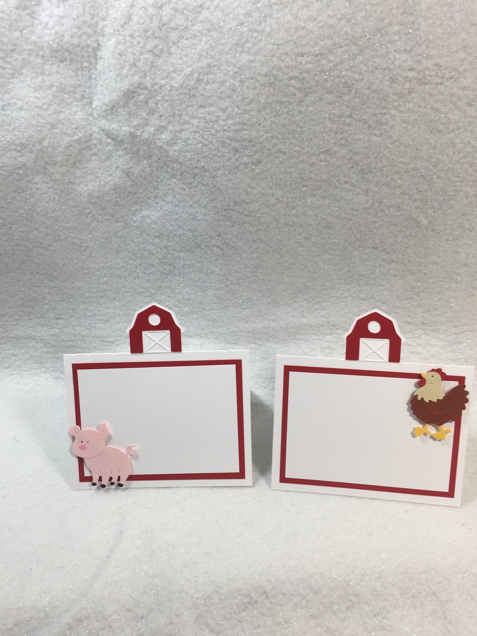 Farm Barn Animal Chicken Pig Horse Cow Sheep Duck Place Card Food Card ...