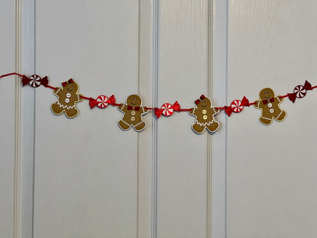 Gingerbread Striped Candy Mint Banner - Etsy