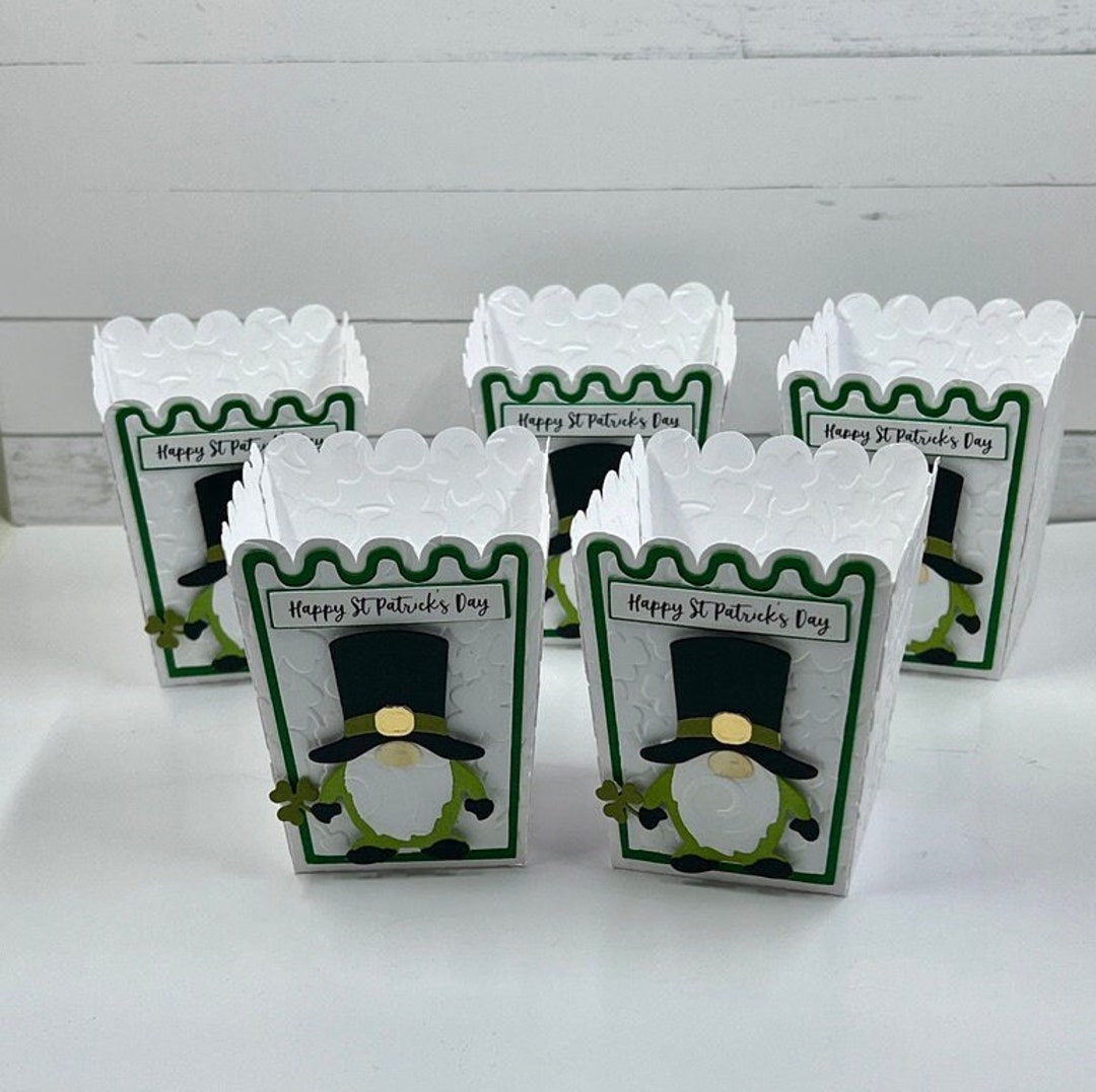 St Patrick's Gnome Green and White Popcorn Box - Etsy