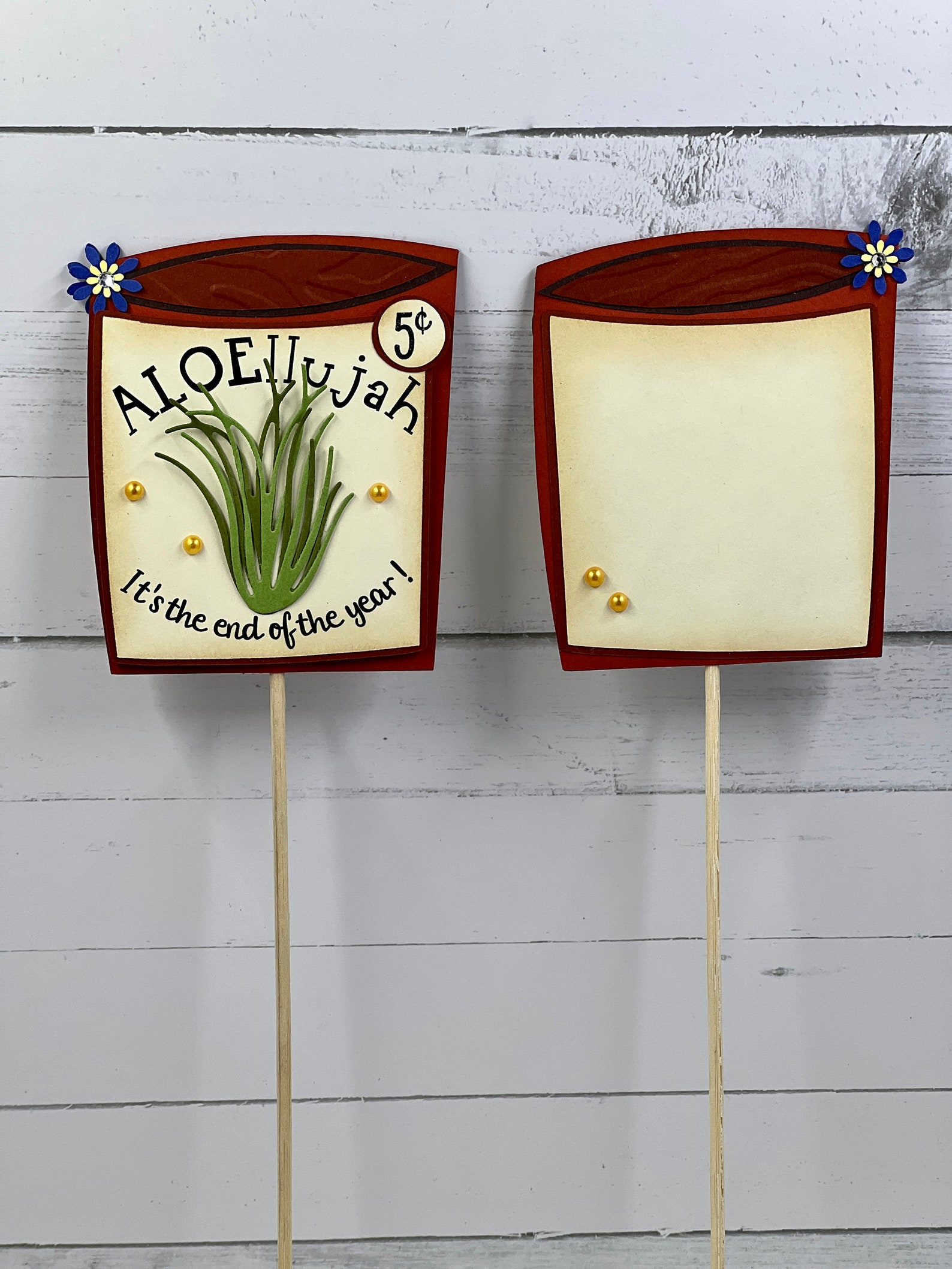Plant Floral Centerpiece Tag Sticks Aloellujah Set of 2 - Etsy