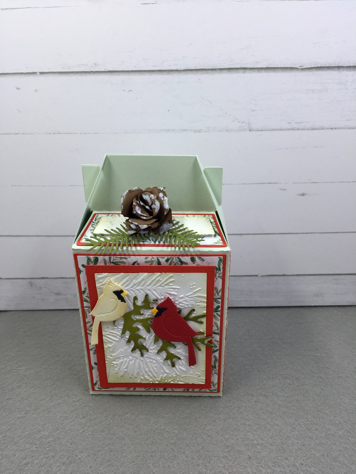 Decorated Die Cut Gable Gift Box Cardinals Male and Female - Etsy