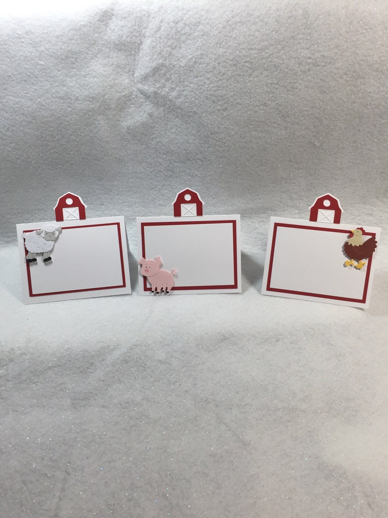 Farm Barn Animal Chicken Pig Horse Cow Sheep Duck Place Card | Etsy