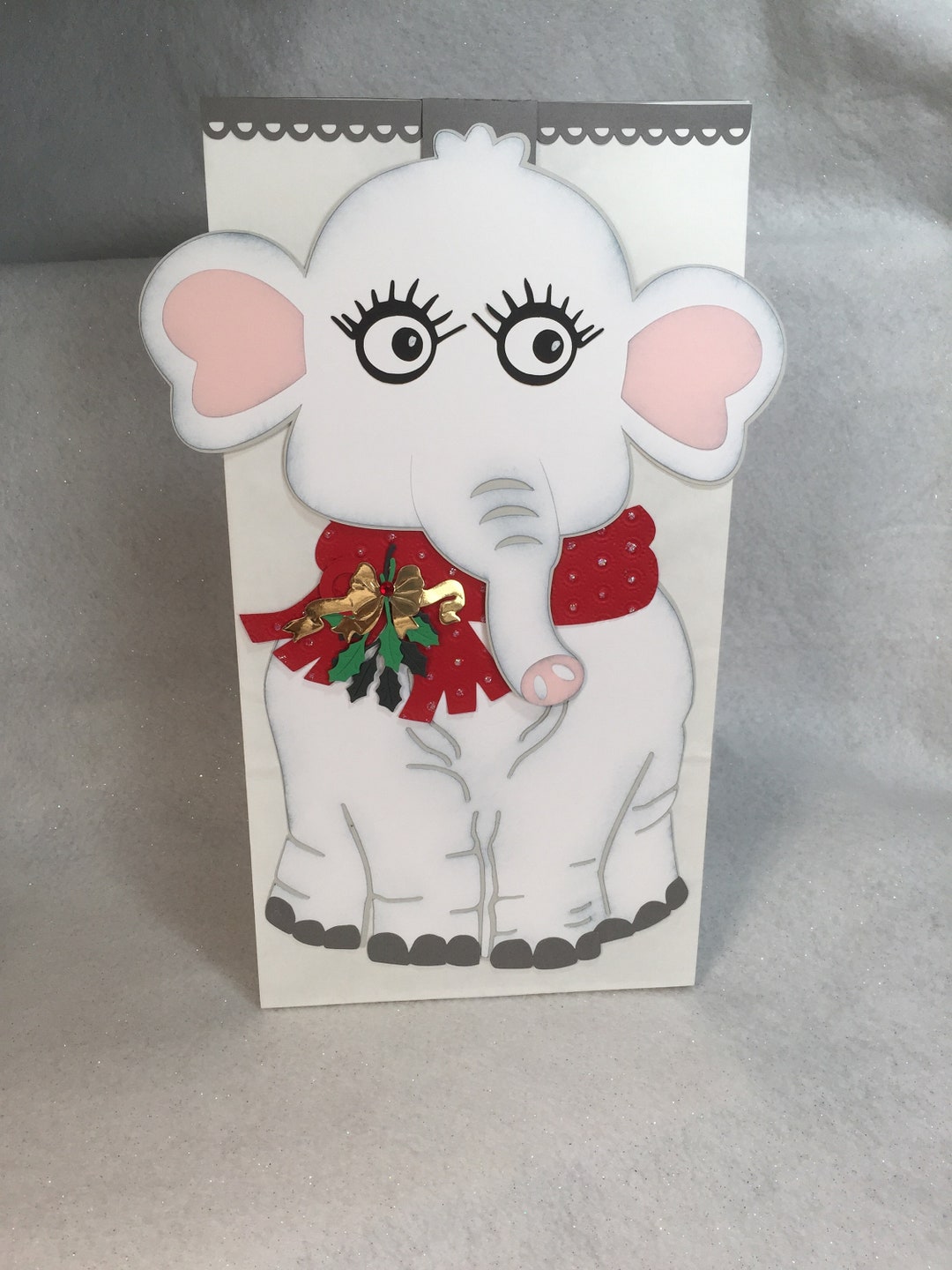 White or Pink Elephant Gift Bag Paper Lunch Bag Holiday - Etsy