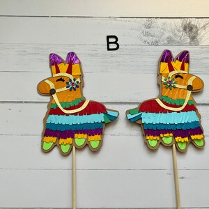 Piñata Fiesta Centerpiece Wedding Birthday Floral Cake Topper Sticks ...