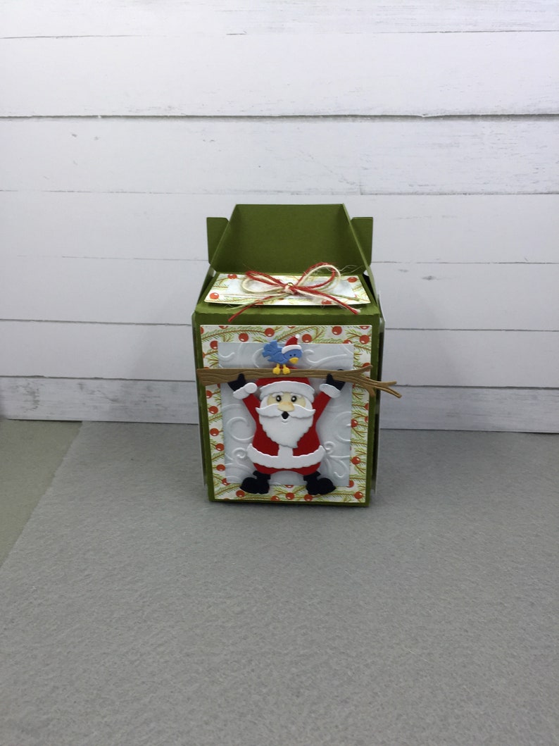 Decorated Die Cut Gable Gift Box Hanging Santa With Bird and - Etsy