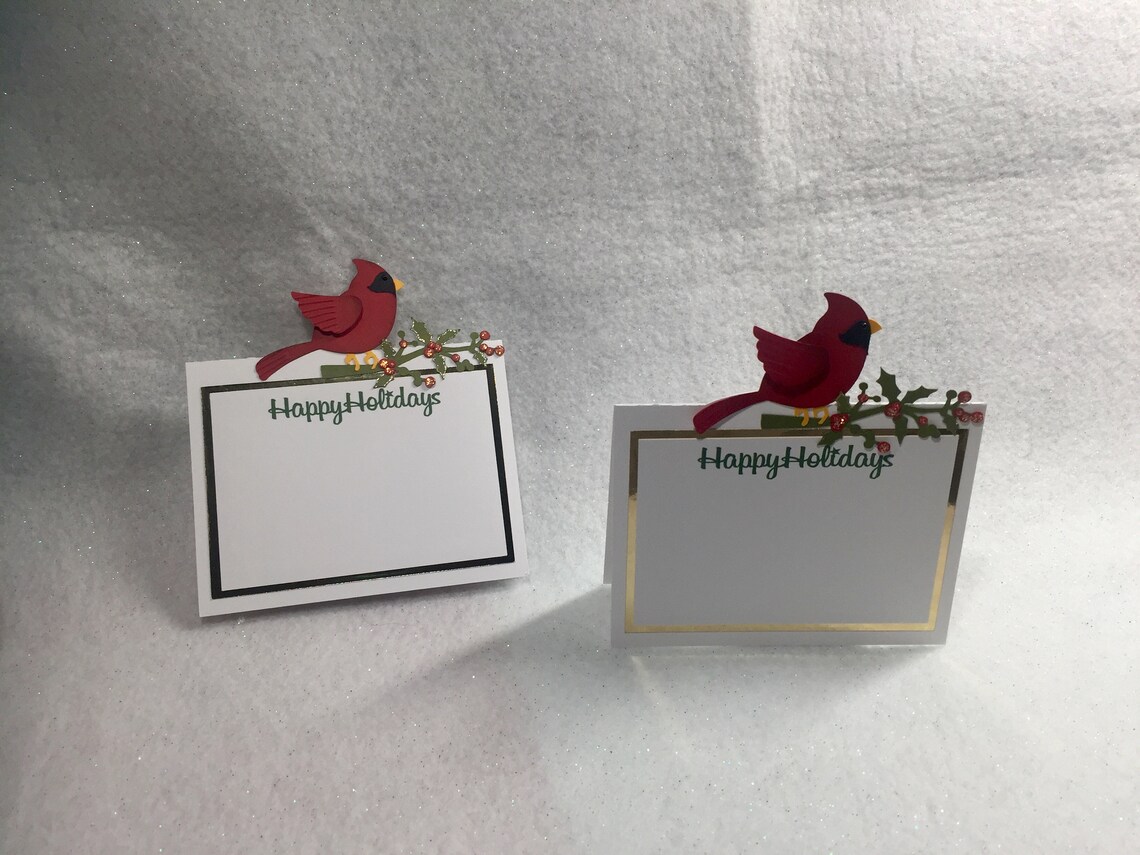 Cardinal Happy Holiday Place Cards Escort Cards Food Cards - Etsy
