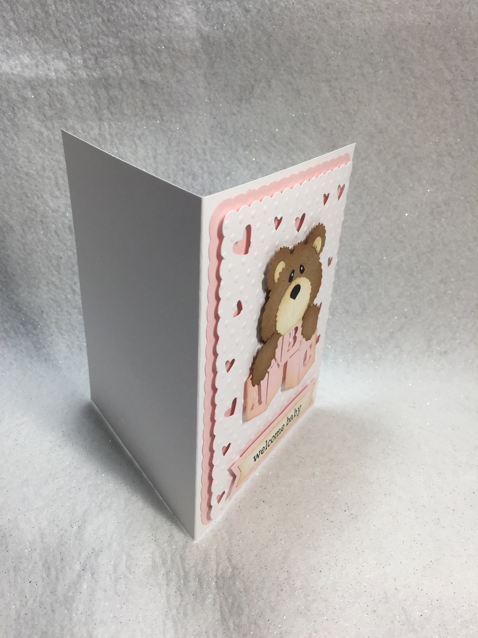 Baby Girl Brown Bear Alphabet Block Welcome Baby Shower - Etsy