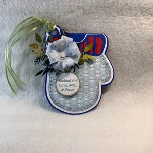 Holiday Mitten Gift Card Holder Tag Novelty Print Paper Bow Foliage - Etsy