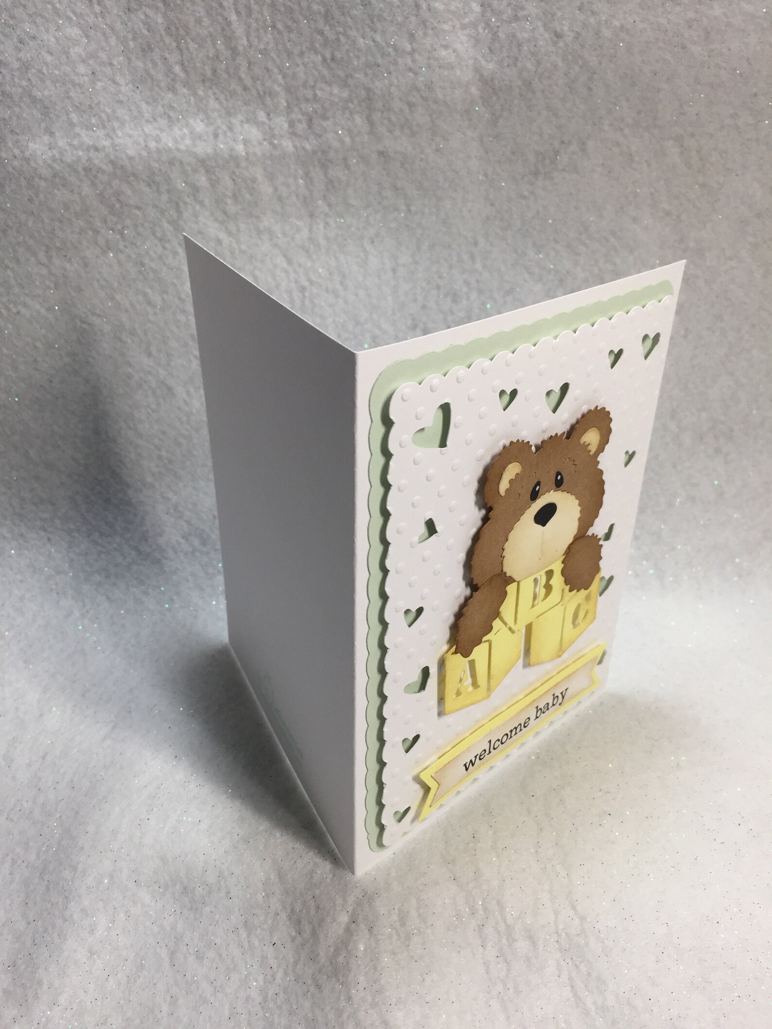 Brown Bear Alphabet Block Neutral Welcome Baby Shower Greeting Card - Etsy