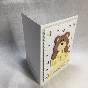 Brown Bear Alphabet Block Neutral Welcome Baby Shower Greeting Card - Etsy