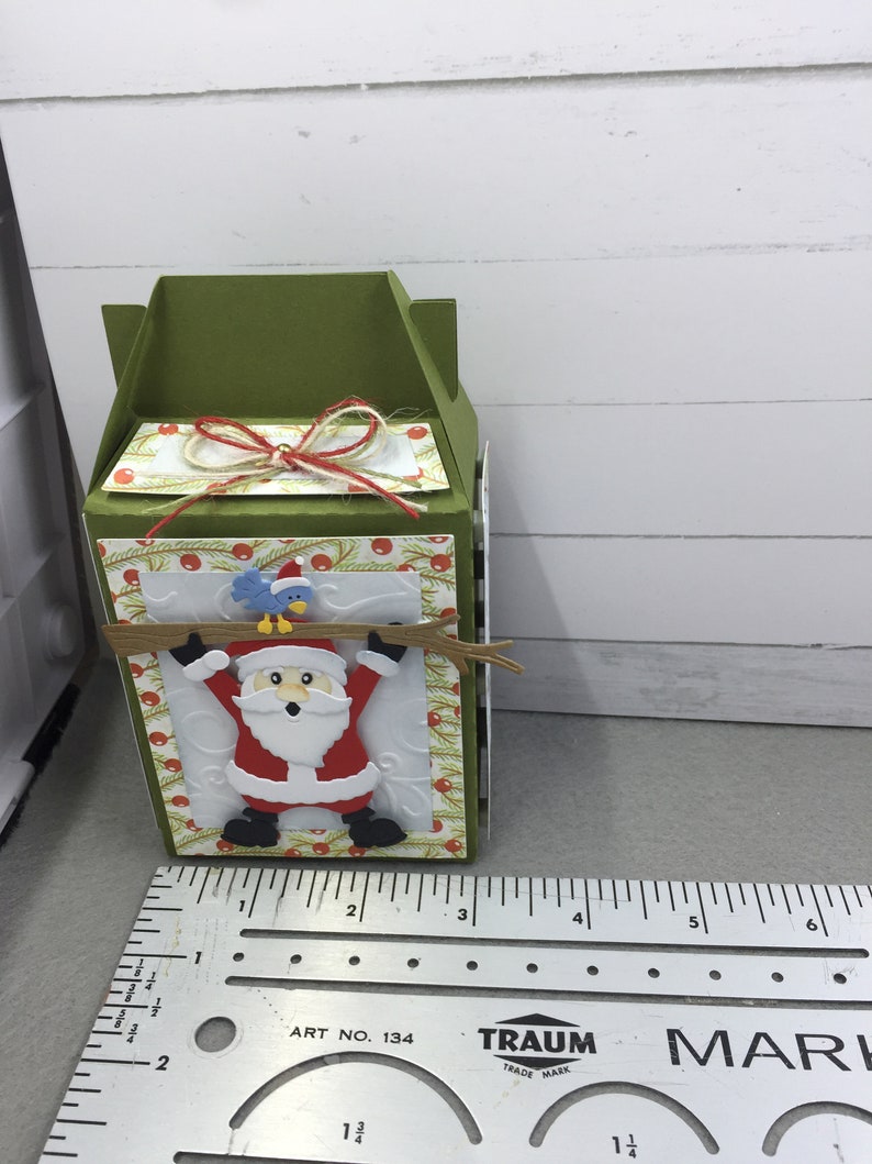 Decorated Die Cut Gable Gift Box Hanging Santa With Bird and - Etsy