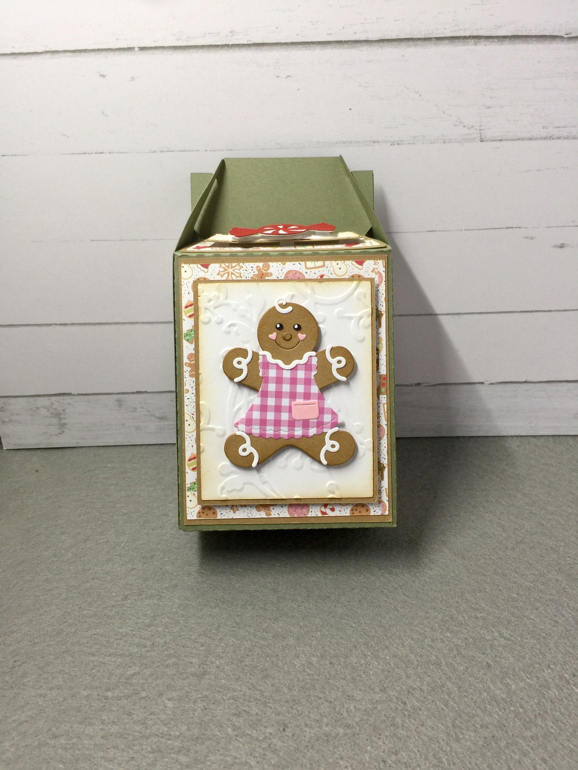 Decorated Die Cut Gable Gift Box Gingerbread Choice of Boy or - Etsy