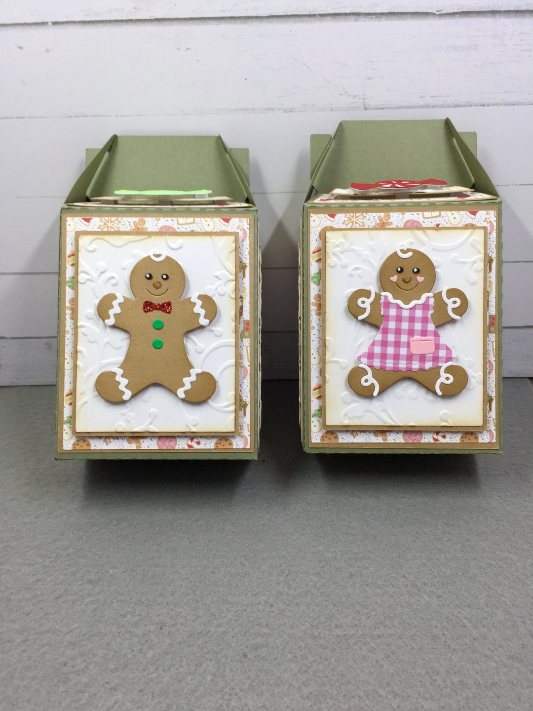 Decorated Die Cut Gable Gift Box Gingerbread Choice of Boy or Girl - Etsy