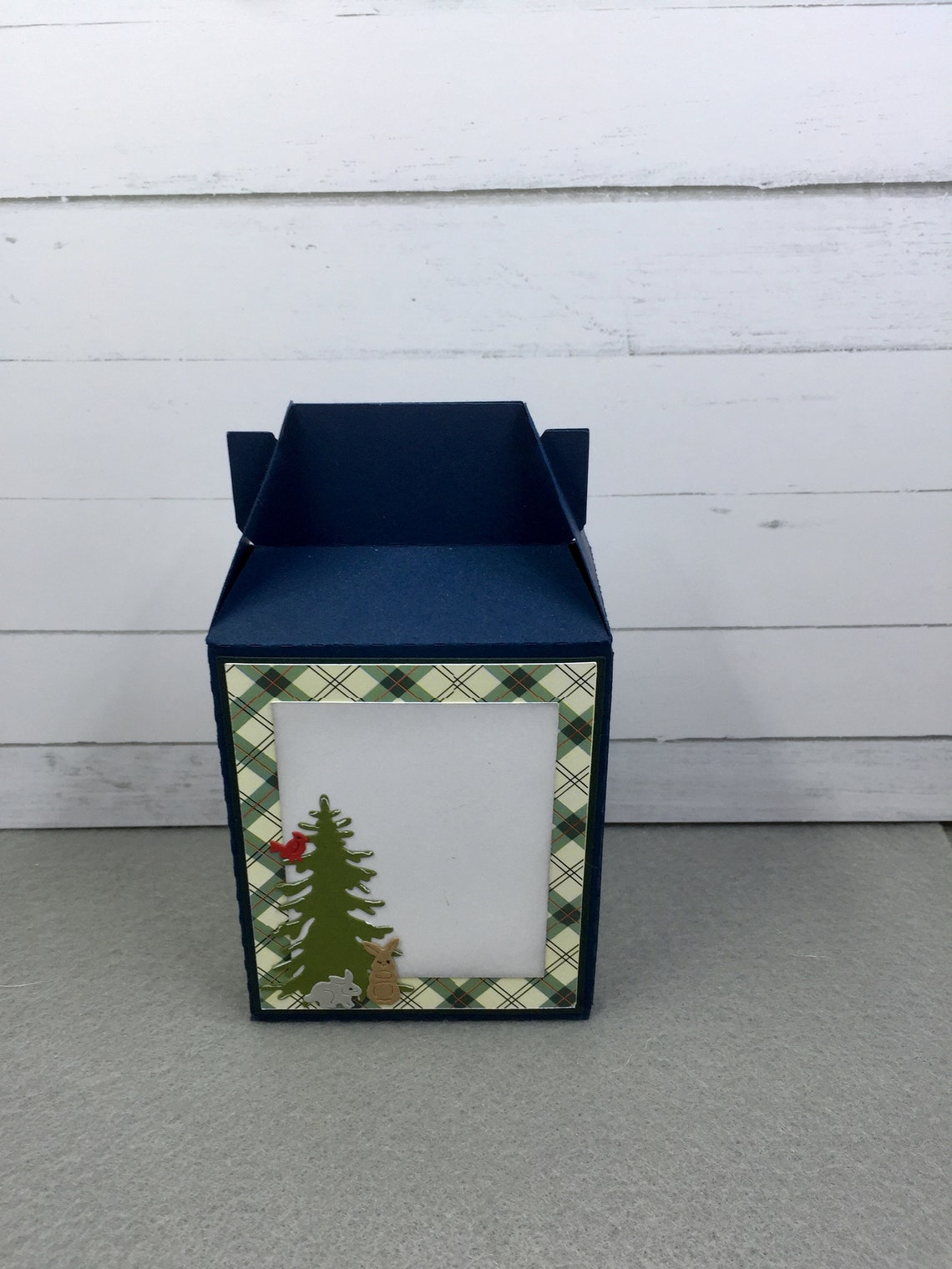 Decorated Die Cut Gable Gift Box Pine Trees with Cardinals | Etsy