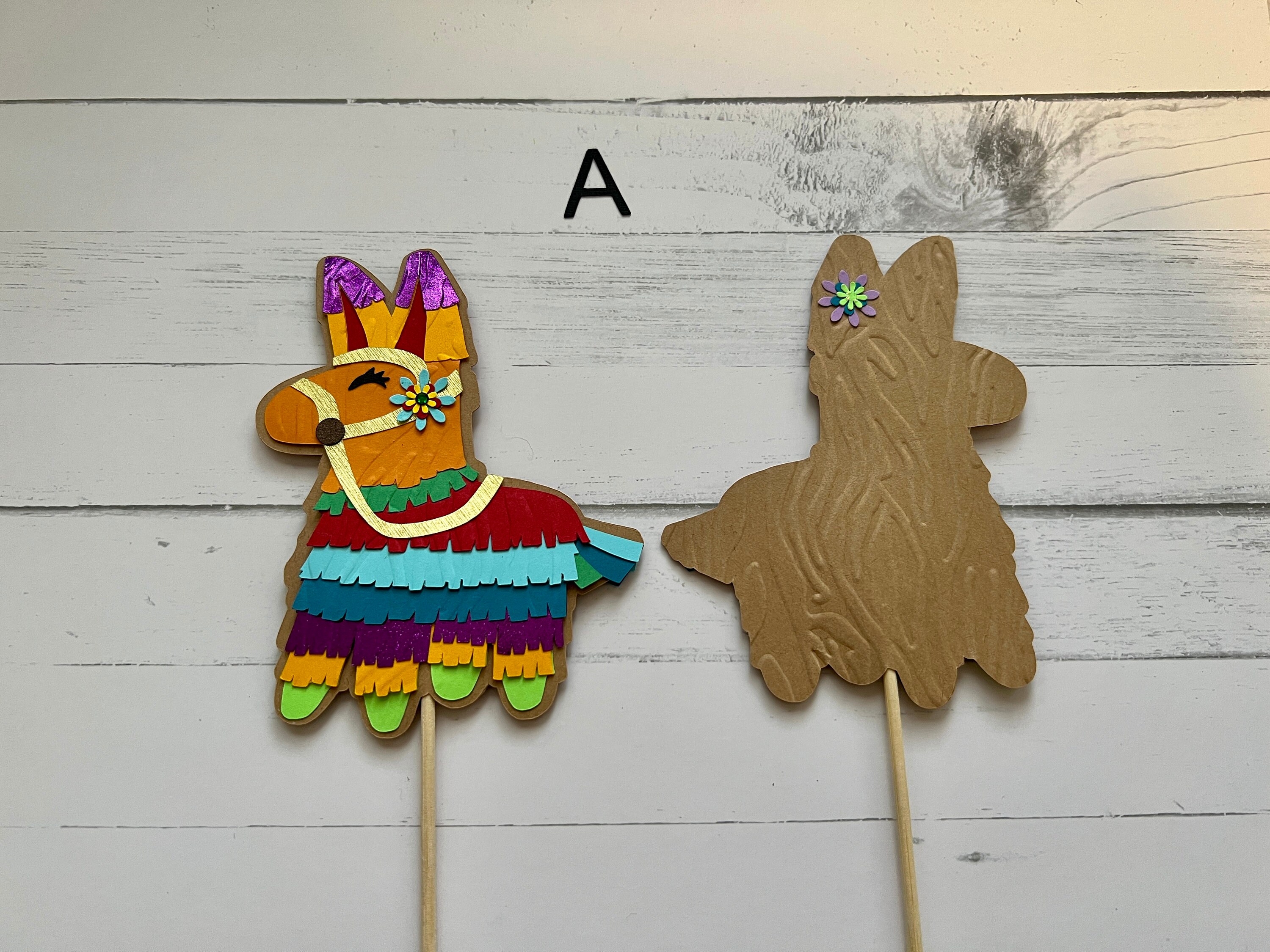 Piñata Fiesta Centerpiece Wedding Birthday Floral Cake Topper Sticks ...