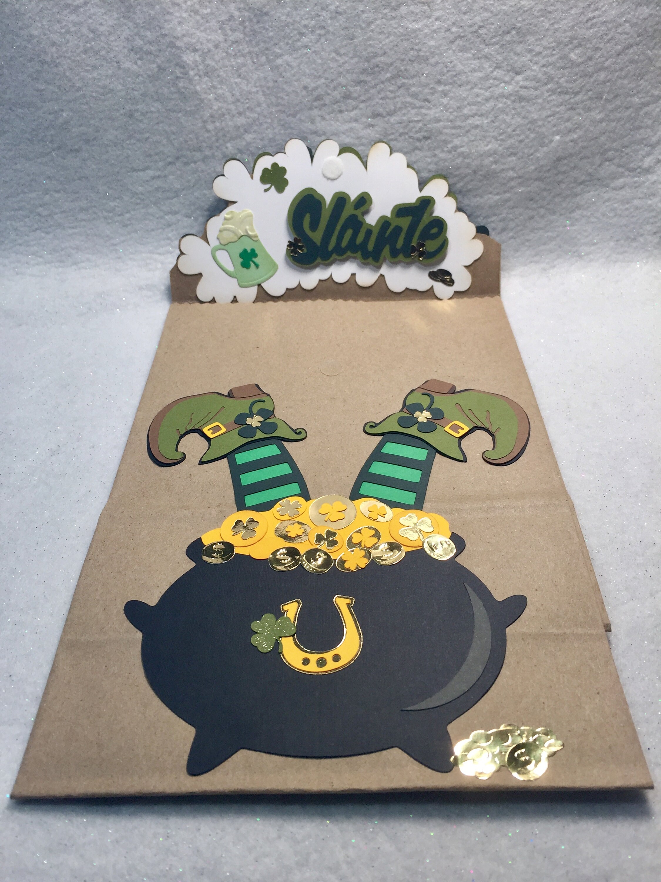 St Patricks Leprechaun Pot O Gold Shamrock Lunch Bag Gift Bag | Etsy