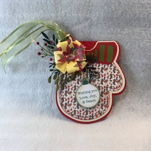 Holiday Mitten Gift Card Holder Tag Novelty Print Paper Bow Foliage - Etsy