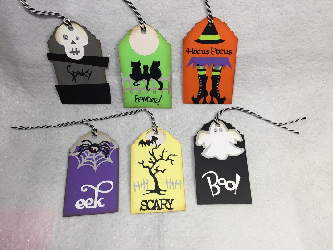Halloween Skeleton Ghost Bat Spider Witch Boots Black Cat Gift Tags - Etsy