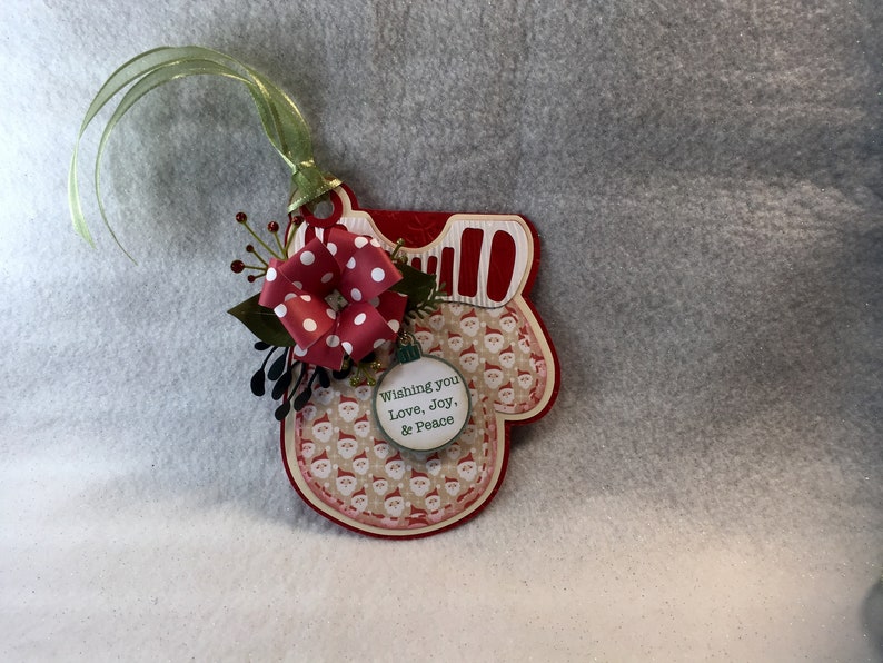 Holiday Mitten Gift Card Holder Tag Novelty Print Paper Bow Foliage - Etsy