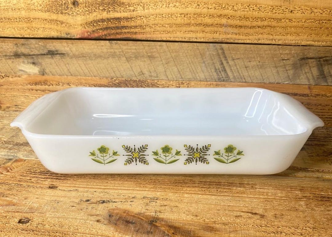 Vintage Anchor Hocking Fire-king Meadow Green 8" Casserole Baking Dish ...