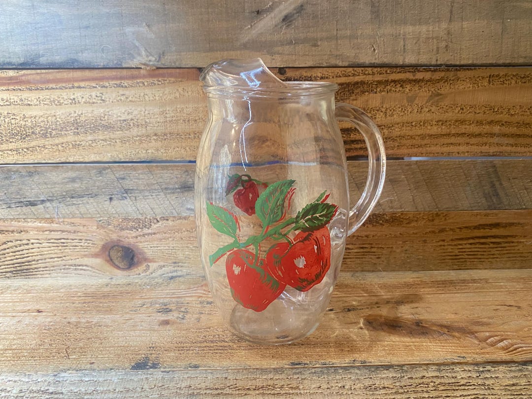 Vintage Anchor Hocking Apple 1 Quart Glass Juice Pitcher W/ Ice Lip 8 ...