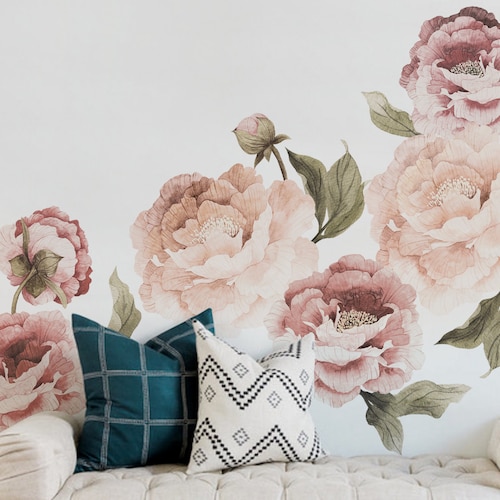 Bloom Flower Wall Stickers Dark Peel and Stick Removable | Etsy