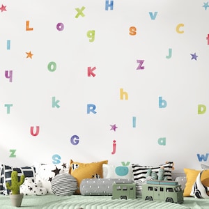 Watercolor Alphabet Wall Stickers, Rainbow - Peel and Stick Wall ...