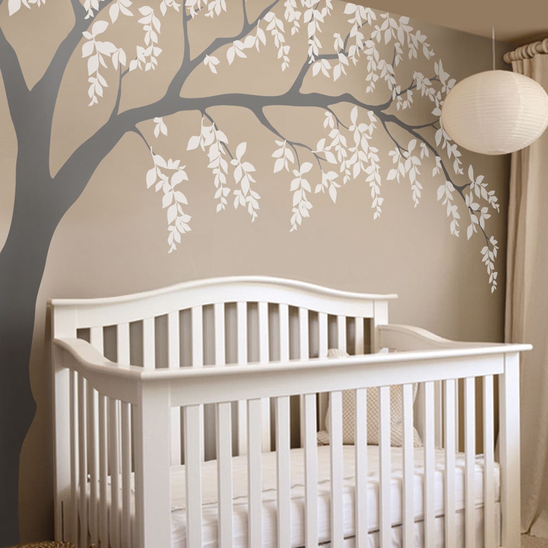 Falling Leaves Weeping Willow Tree Decal, Leaves Wall Decal, Baby ...
