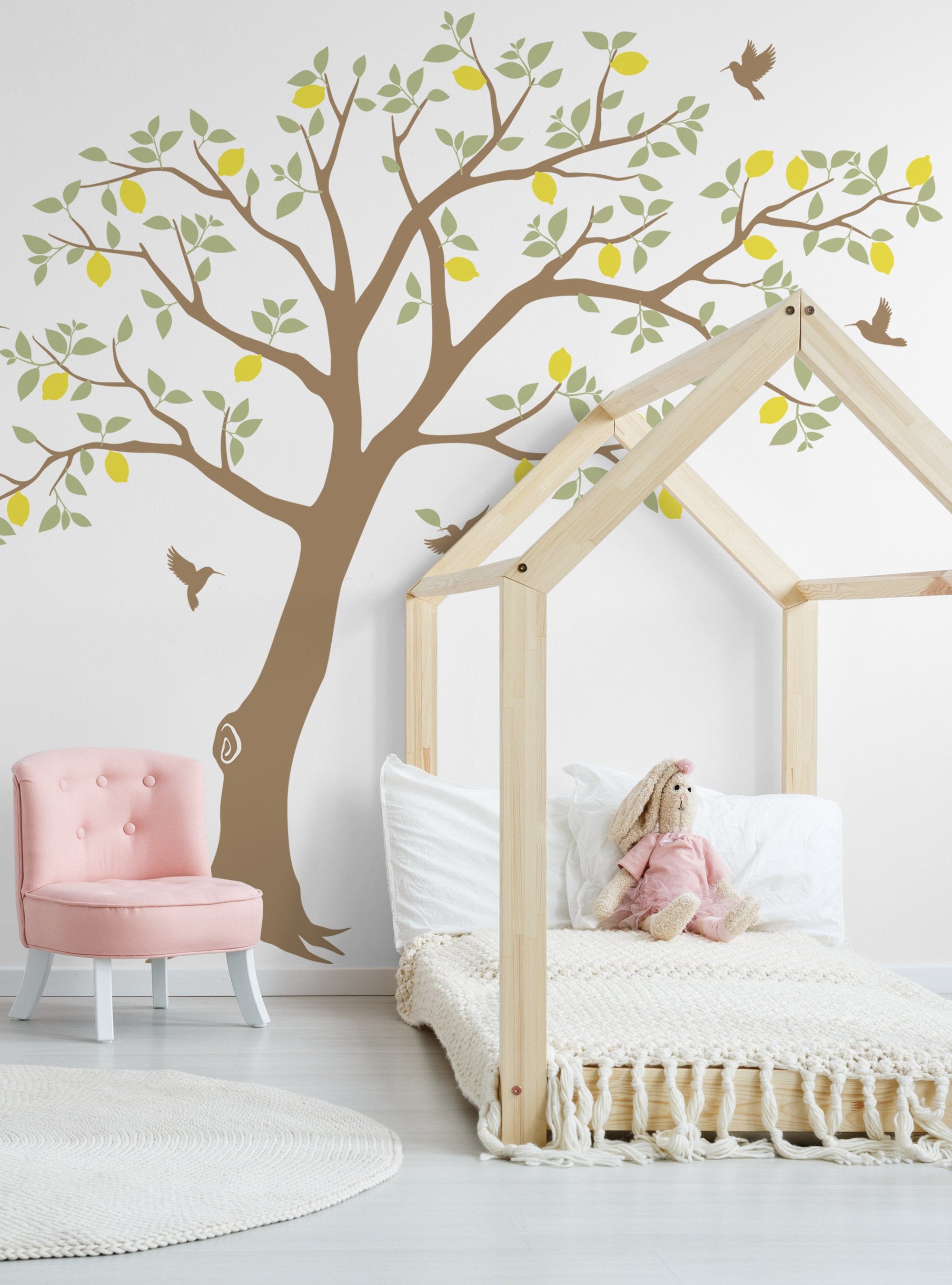 Lemon Tree with Hummingbirds Wall Decal Tree Wall Decal | Etsy