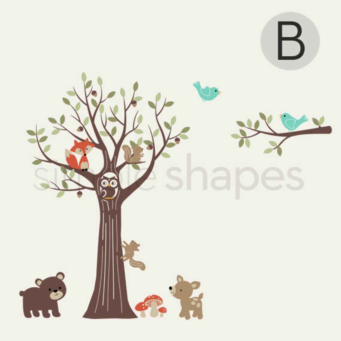 Wall Decals Nursery Tree With Forest Friend Kids Wall Decals - Etsy