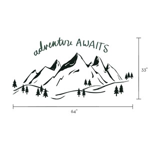 Mountains Wall Decal With Adventure Text Add-on - Etsy
