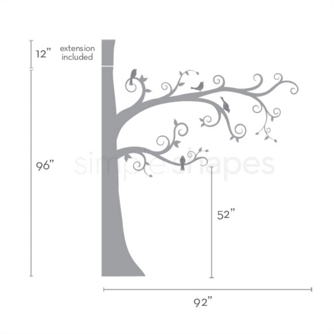 Corner Tree Wall Decal Swirly Branch Tree Decal Nursery Tree - Etsy