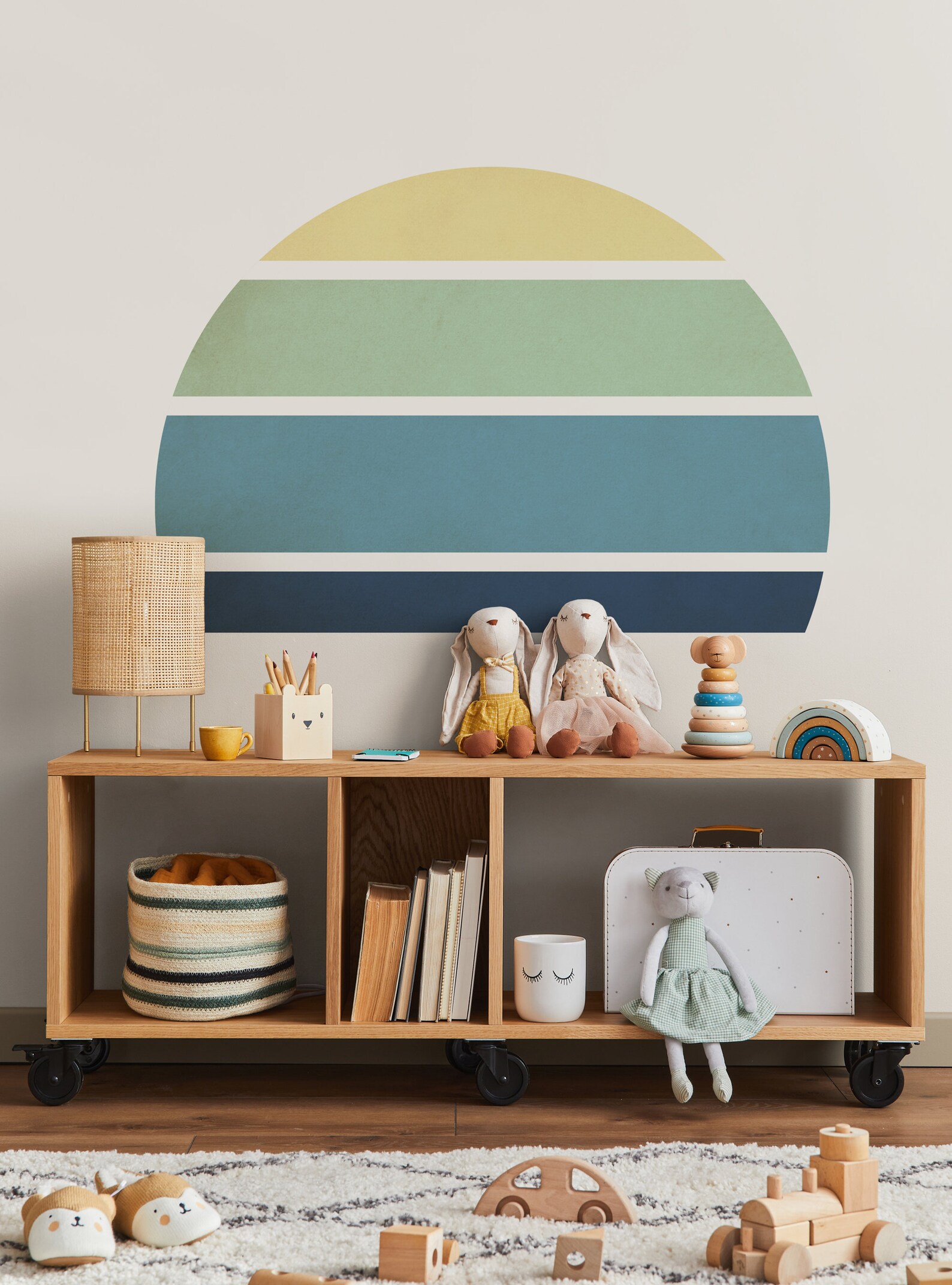 Retro Rising Sun Ocean Peel and Stick Wall Sticker | Etsy