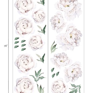 Peony Flowers Wall Sticker, White Watercolor Peony Wall Stickers - Peel ...