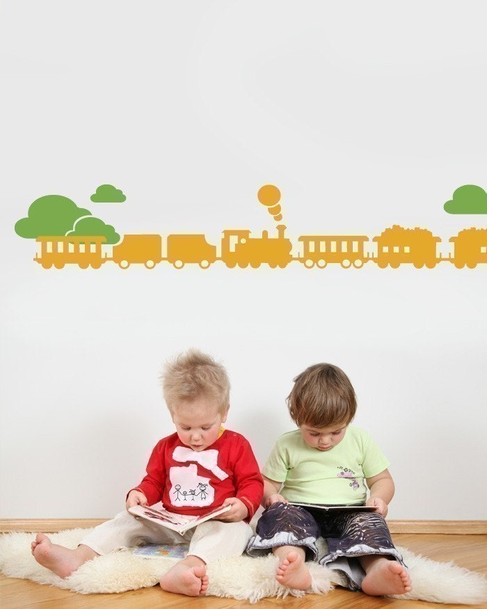 Train With Clouds Decal Set Kids Vinyl Wall Sticker | Etsy
