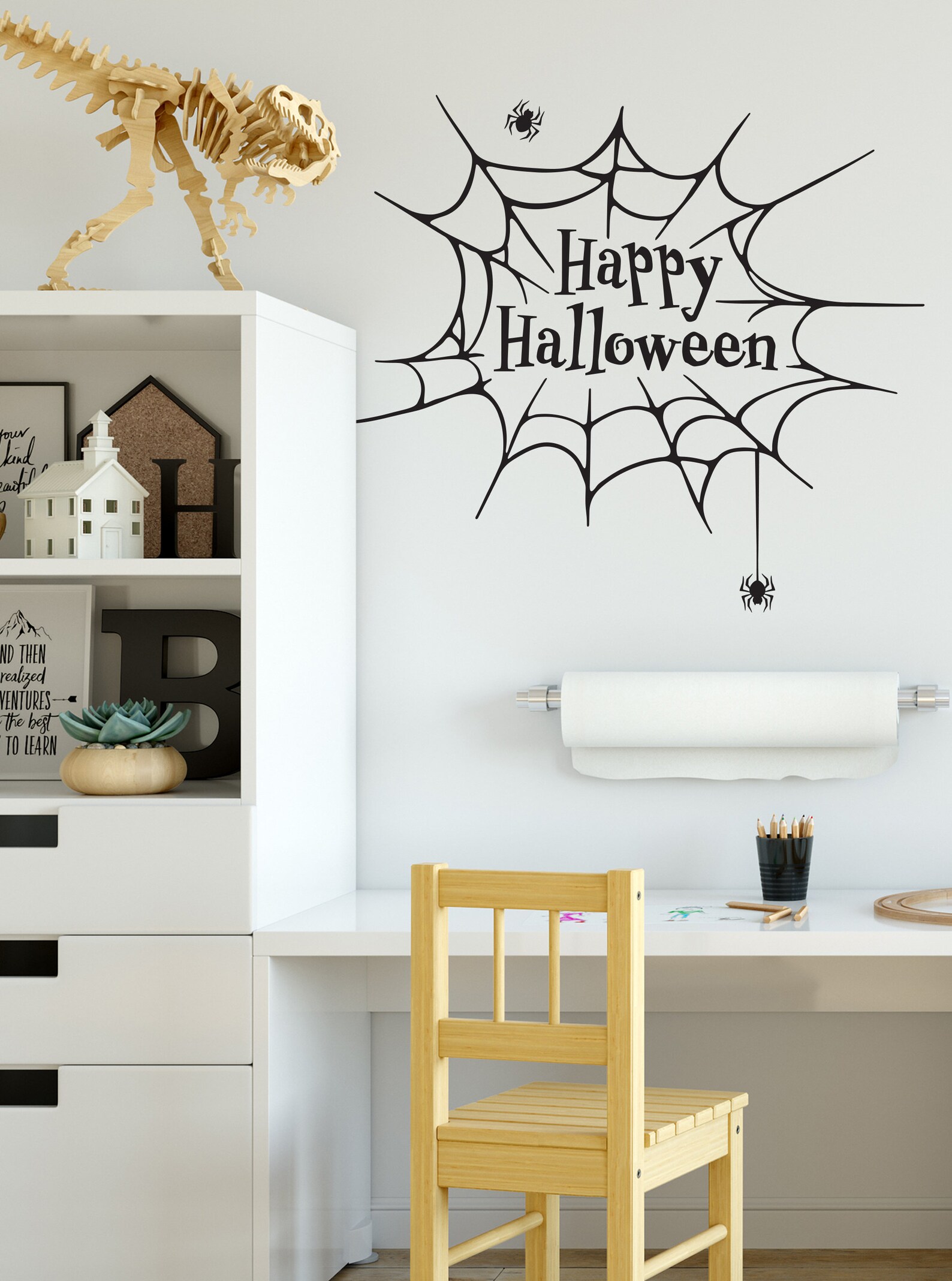 Happy Halloween Spider Web Wall Decal Halloween Decoration | Etsy