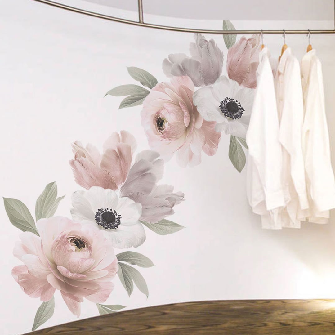 Floral Wall Sticker- Peel and Stick Removable Stickers-w5030 - Etsy
