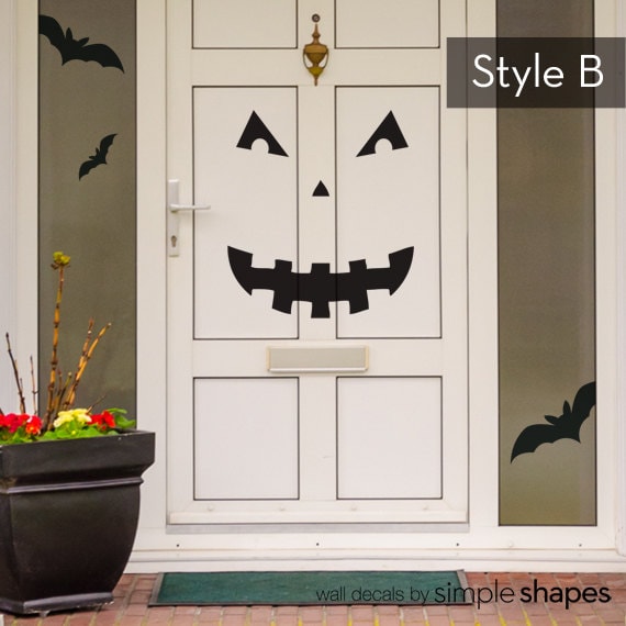 Halloween Pumpkin Face Door Decal: Spooky Vinyl Decoration - Etsy