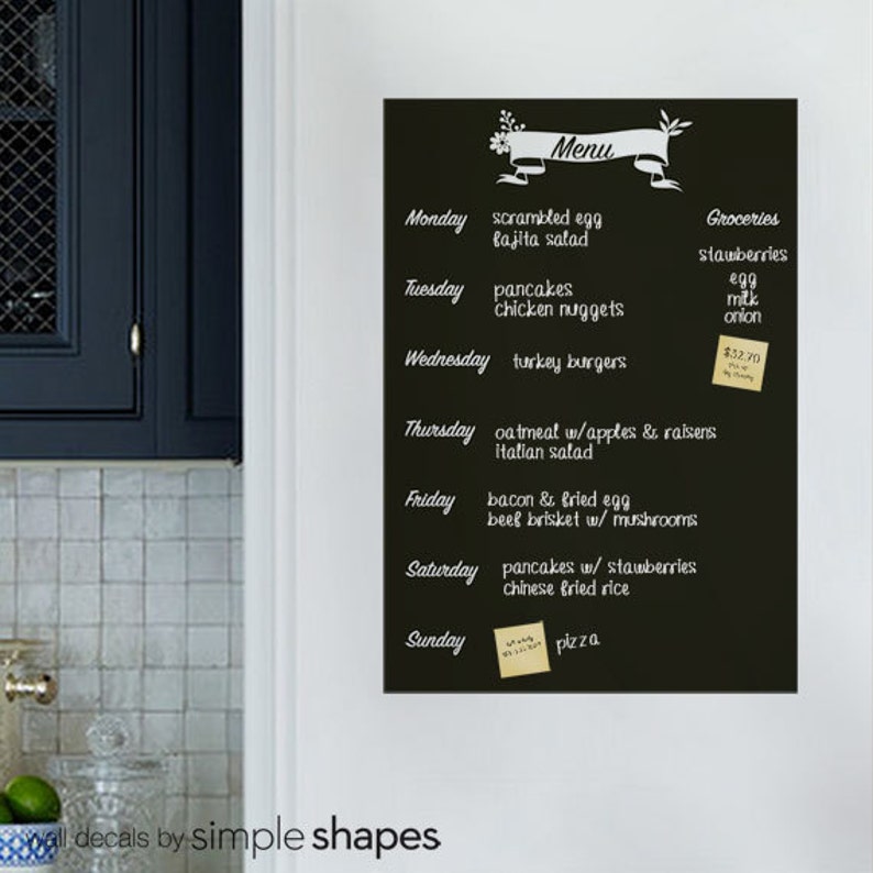 Meal Planner Chalkboard Decal Meal Plan Decal Menu Decal - Etsy
