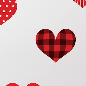 Patterned Hearts Wall Stickers, Red, Peel and Stick Wall Stickers - Etsy