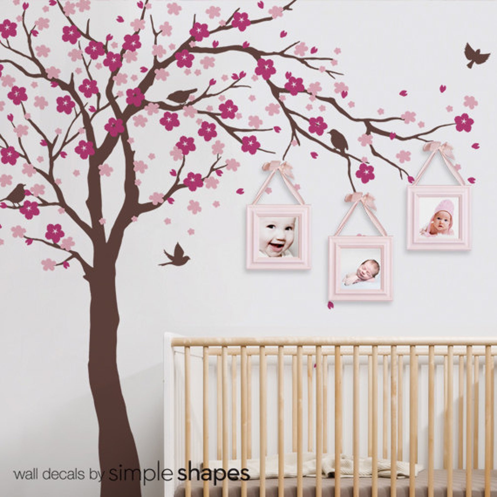 Large Cherry Blossom Tree Wall Decal With Birds - Etsy